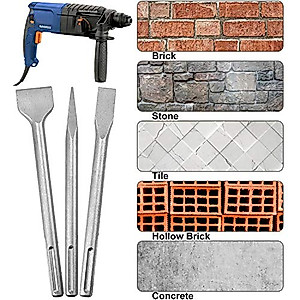6-Piece SDS Max Chisel Set, CertBuy Concrete Drill Bit Set Rotary Hammer Bits Chisel Set Including Point Chisel, Flat Chisel and Scaling Chisel