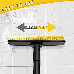 Bonpally Grout Scrub Brush with 57" Telescopic Handle, Shower Floor Brush Scrubber with V-shape Stiff Bristles,Grout Cleaner Brush for Cleaning Tile,Bathroom,Kitchen,Hard to Reach Corners Areas,Yellow