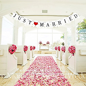 JUST MARRIED Wedding Banner Set, Wedding Decorations for Reception, Bridal Shower and Engagement Photo Prop,Car Decorations
