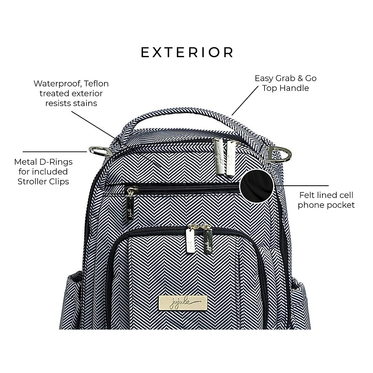 JuJuBe Be Right Back Unisex Travel Backpack, Diaper Bag with Memory Foam Changing Pad, Be Fashionably Organized Anywhere