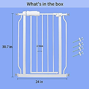HOOOEN Small Narrow Baby Gate for Stairs Doorways Hallways 24 Inch to 29 Inch Wide Pressure Mounted Baby Gate Walk Through Child Gates for Kids or Pets Indoor Safety Gates