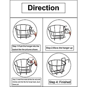 TQVAI 10" Hanging Planter, Rail Planter Baskets, Wire Flower Pot Holder Plants Hangers for Orchid, Deck, Patio Ledge, Balcony, Set of 3, Black