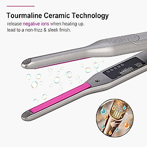 Short Hair Small Flat Iron, Hair Straightener and Curling Iron in one, mvxitanny Pencil Hair Straightener, Adjustable Temperature Straight with 1/3 inch Beard, Instant Heating, Dual Voltage