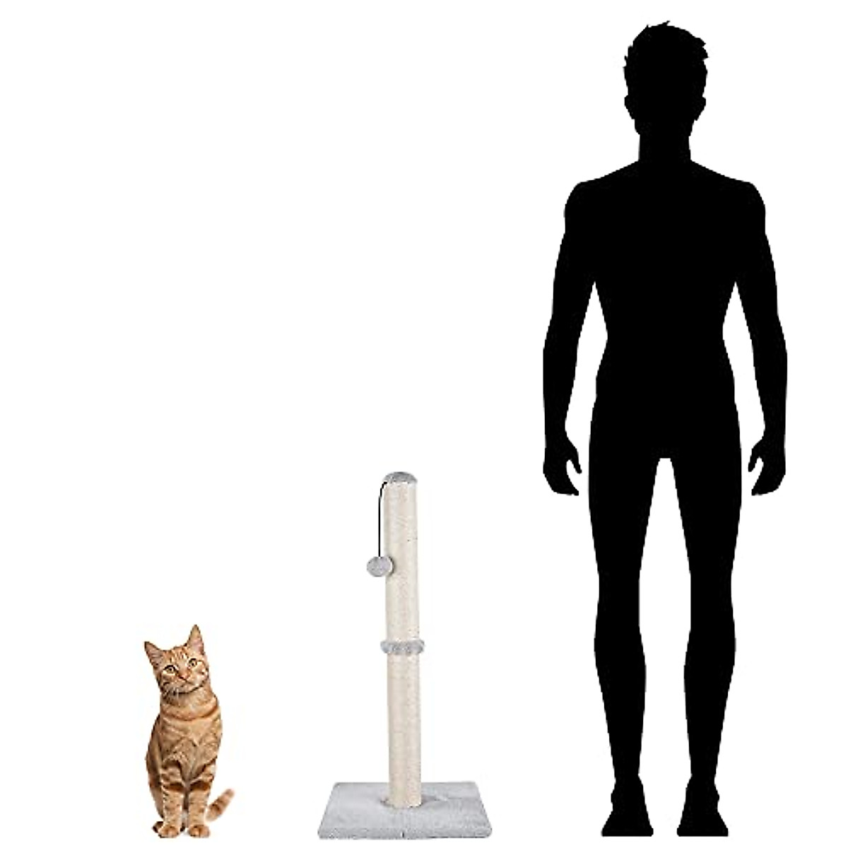 Dimaka 29" Tall Cat Scratching Post for indoor Cats and Kittens, Cat Activity Scratcher Premium Sisal Rope Scratch Tree with Dangling Ball (Grey)