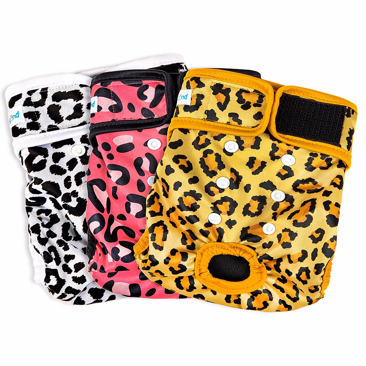 Paw Legend Washable Reusable Female Dog Period Diapers for Heat Doggie Puppy Diapers for Female Dogs (3 Pack, Leopard, X-Small)