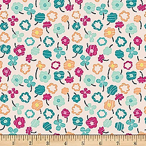 Art Gallery Fabrics Art Gallery Playing Pop Waving Buds Candied Fabric, Teal