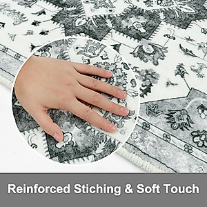 Seavish Boho Bathroom Rugs Non Slip 24"x36" Grey Throw Rugs with Rubber Backing Washable Bath Rugs for Bathroom Traditional Soft and Absorbent Bath Mat Low-Pile Floor Carpet for Laundry Bedside