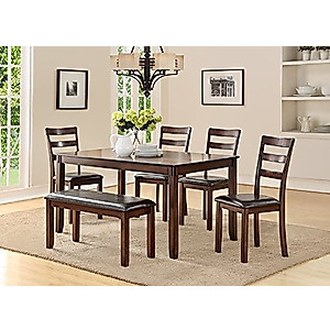 Benjara Rubber Wood Dining Set, Brown