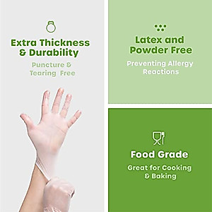[100 Pack] Clear Powder Free Vinyl Disposable Plastic Gloves - Medium