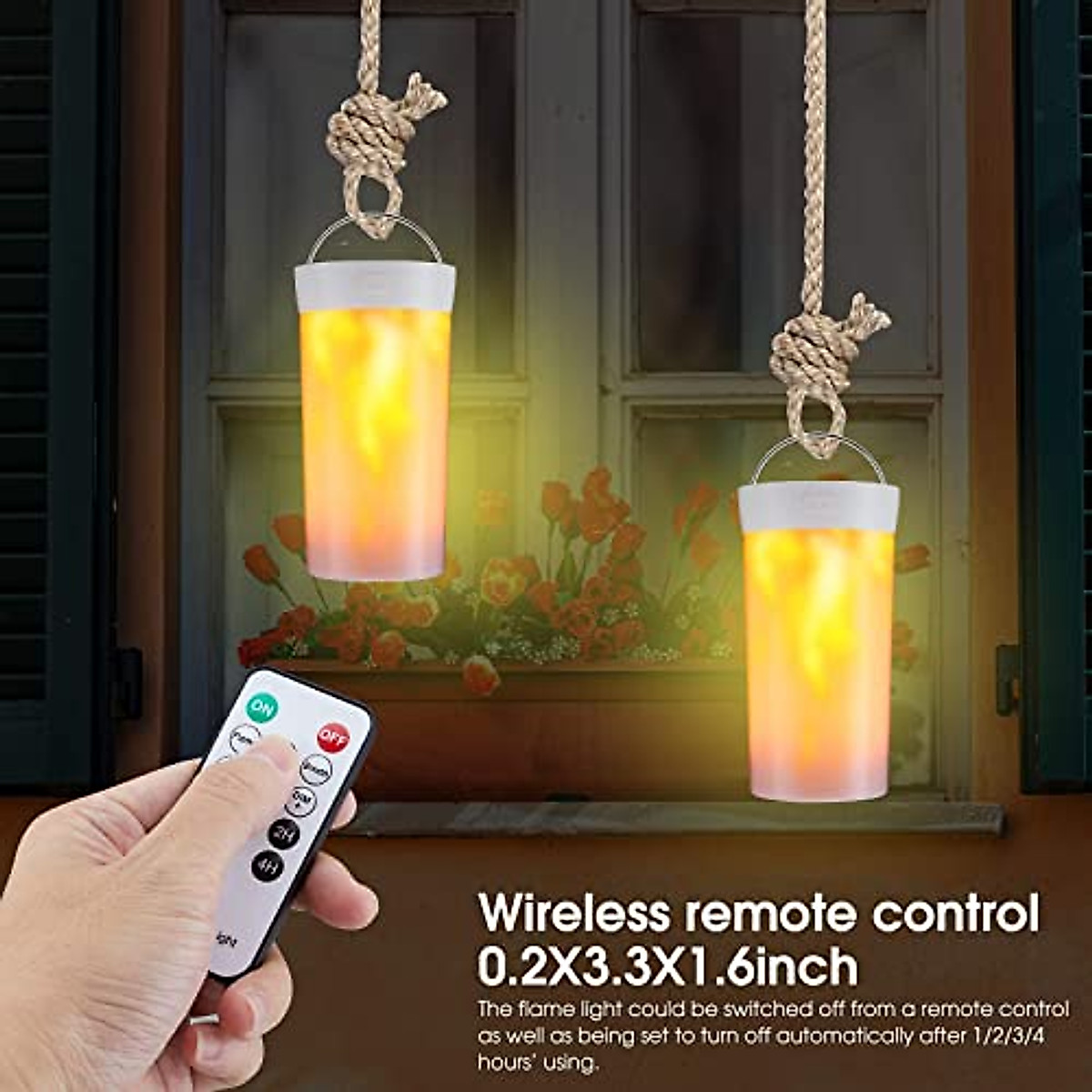 2PCS LED Flame Light, USB Rechargeable Flame Effect Light, Flame Lamp with Remote & Timer, Waterproof Dimmable Flameless Candles Light for Home Party Garden Camping Halloween Christmas Decoration