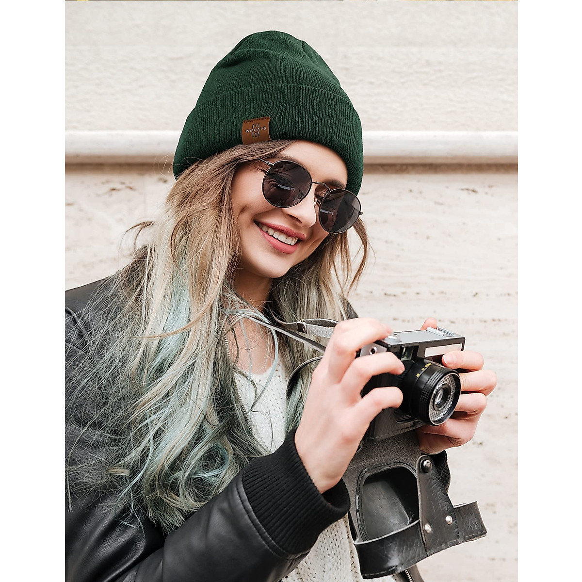 Winter Beanie Acrylic Knit Hats for Men Women Soft Warm Unisex Cuffed Beanie Dark Green