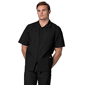 Adar Universal Scrubs for Men - Zippered Short Sleeved Scrub Jacket - 607 - Black - 2X