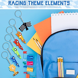 Kigeli 36 Pcs Race Car Keychain Race Car Party Favors Key Ring Decoration Silicone Keychain Reusable Race Car Birthday Party Supplies for Bridal Shower Goodie Bag Fillers Race Car Party Ornaments