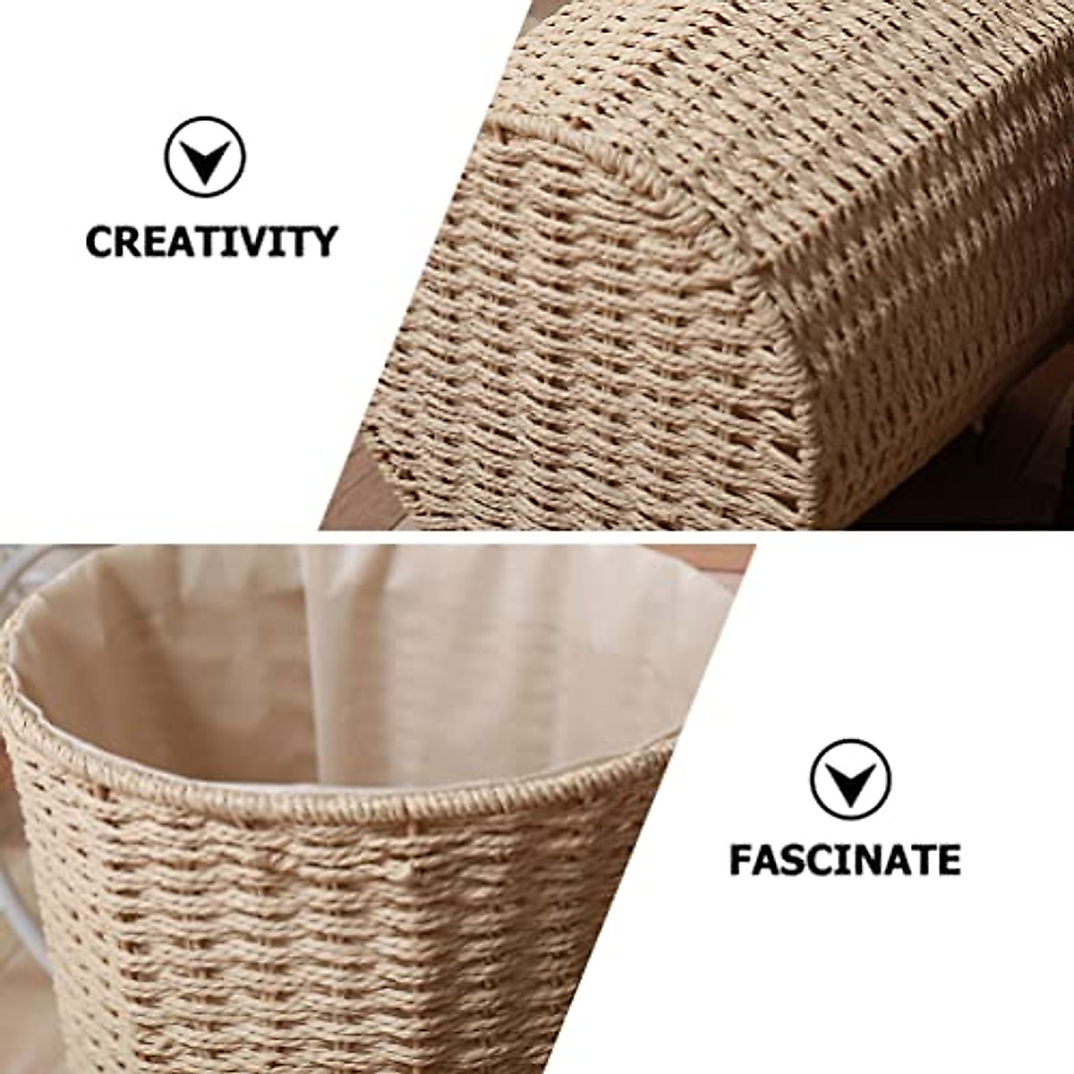 Zerodeko Woven Baskets Rattan Trash Can Wicker Waste Basket Woven Wastebasket Rustic Farmhouse Laundry Storage Basket Bin for Living Room Bedroom Bohemian Decor Beige Wicker Hamper