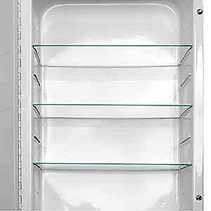 Head West 6297 Metro Beaded Medicine Cabinet, Recess Mount | 3 Adjustable Glass Shelves, Stainless Steel Frame, Installation Freedom with Door Swinging Left or Right, 16" x 26", White and Silver