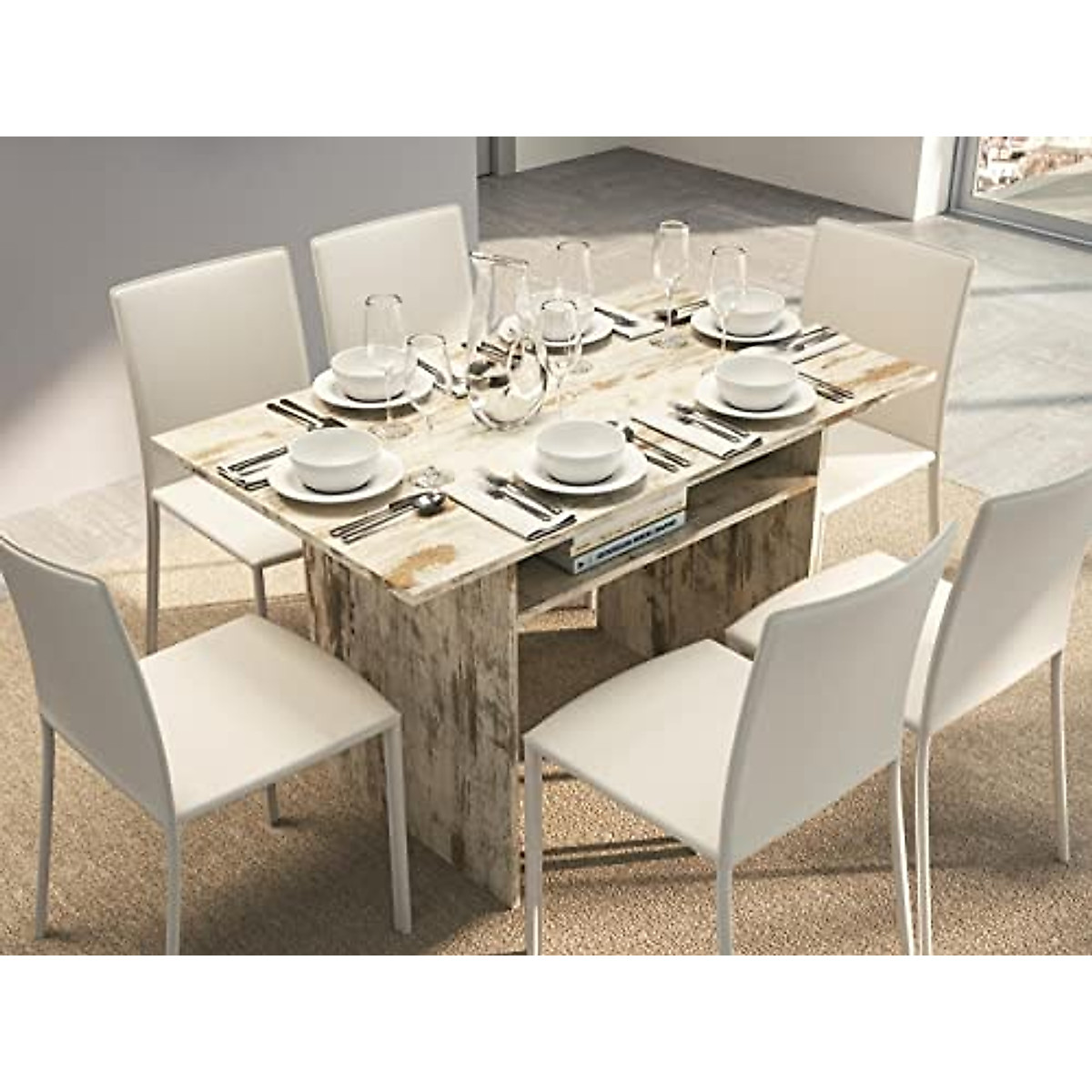 Casabianca Furniture RITZ Vintage White Wash Extendable Console/Dining Table by Talenti Casa,