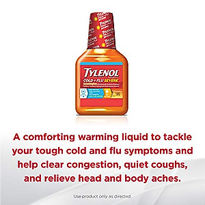 Tylenol Cold + Flu Severe Flu Medicine, Liquid Daytime Cold and Flu Relief, Honey Lemon, 8 fl. oz