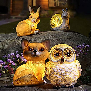 Cozyhoma Solar Powered LED Light Garden Decor, Outdoor Statue Lights Animal Figurine Night Light Home Garden for Backyard Pathway Yard Patio