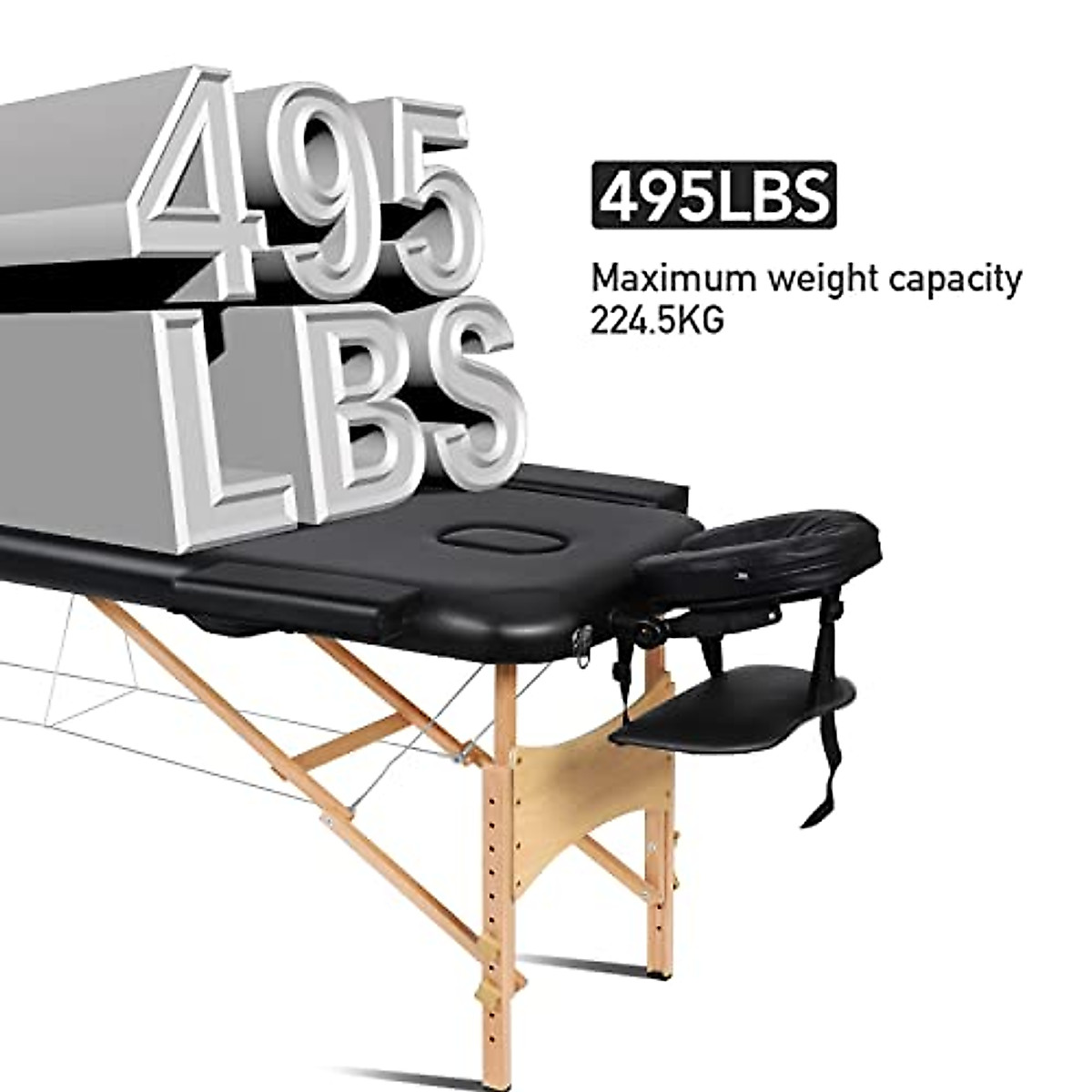 Careboda Professional Massage Table Foldable Massage Bed 3 Fold with 4cm High Density Sponge Robust Beechwood Legs Carrying Bag Full Accessories for Spa Salon Tattoo Beauty