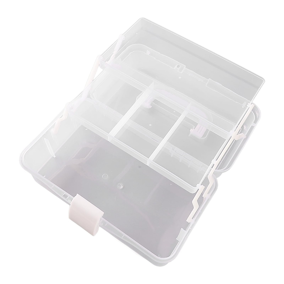 Three Layer Plastic Storage Box, Folding Tool Box Portable Handled Storage Case Multipurpose Organizer for Art Craft and Cosmetic(White)