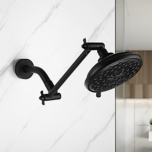 Shower Head Arm, Adjustable Shower Extension Arm for Rain Showerheads, Angle & Height Adjustable Shower Head Extender Arm, G1/2 Universal Connector, Easy to Install (Matte Black, 10 Inch)
