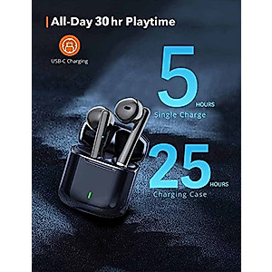 wzson Wireless Earbuds，Bluetooth 5.0 Noise Cancelling Earbuds，Bluetooth Headphones 3D HiFi Stereo Bass,IPX5 Waterproof Sports Touch Control with USB-C Fast Charge Mini Charging Case for Android iOS