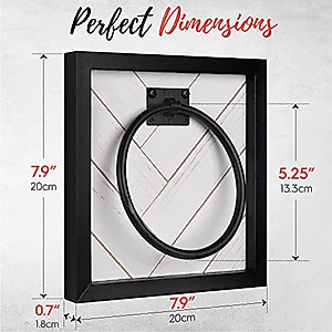 Autumn Alley White Farmhouse Towel Holder Wall Mounted with Ring for Bathroom, Kitchen in Unique Shiplap Design – White Distressed Wood Towel Rack with Modern Matte Black Accents