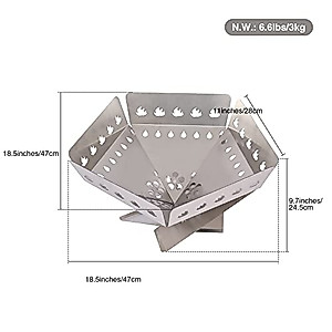 Lineslife Portable Collapsible Fire Pit for Camping, Stainless Steel Assemblable Firepits for Outside Wood Burning for Backyard, Patio, Garden