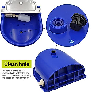 MINYULUA Automatic Waterer Bowl Large Horse Waterer with Float Valve and Drain Plug Automatic Water Feeder Dispenser Bowl for Sheep Dog Horse Cow Pig Plastic (Dark Blue)