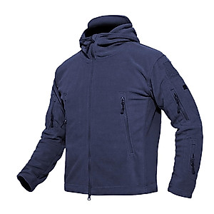 Akivide Men's Tactical Fleece Zip Up Hooded Sweatshirt Casual Vintage Long Sleeve Pullover Winer Thick Hoodie with 5 Pockets
