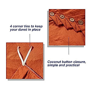 Anluoer Duvet Cover Queen Size,Burnt Orange Duvet Cover Set with Buttons Closure, Ultra Soft Washed Microfiber Bedding Comforter Cover with 2 Pillowcases for All Season(90x90 inches, 3 Pieces)