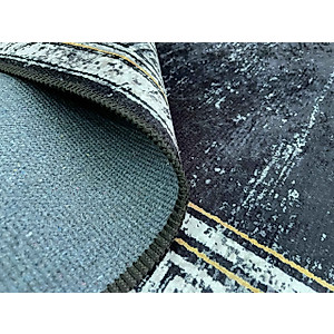 AK RUGS Modern Machine Washable Printed Area Rug Gloria Collection Living Room Bedroom Rug (Charcoal, 6' x 9')