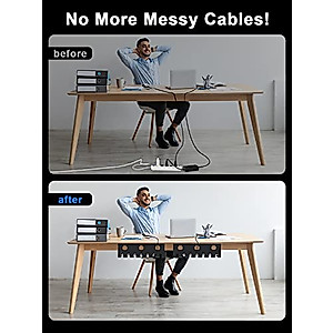 Under Desk Cable Management Tray 2 Pack, Metal Cable Tray Basket for Wire Management, No Drill/Drill PC Cord Organizer for Home Office Computer Desk Cable Hider, 15.75x4.72x4.72in, Black Raceway