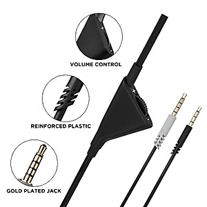 Replacement Astro A10 Cord Cable with Volume Control - Works with Astro A40, A40TR Gaming Headset Cable - Audio Gaming A10 Headset Cable Fits Xbox One, PS4, PC, Most Smartphones (6.5 Feet/2.0 M)