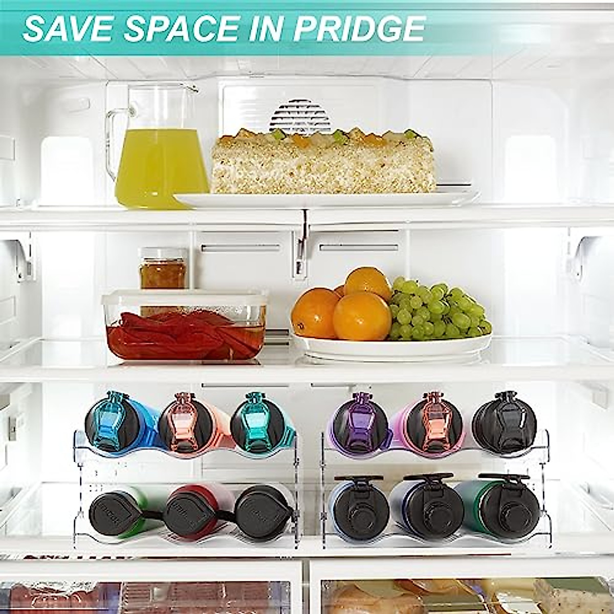 TYigao Water Bottle Organizer,4 Pack Stackable Cup Organizer for Cabinet,Countertop, Pantry and Fridge, Free-Standing Tumbler Kitchen Storage Holder for Wine and Drink Bottles,Clear Plastic