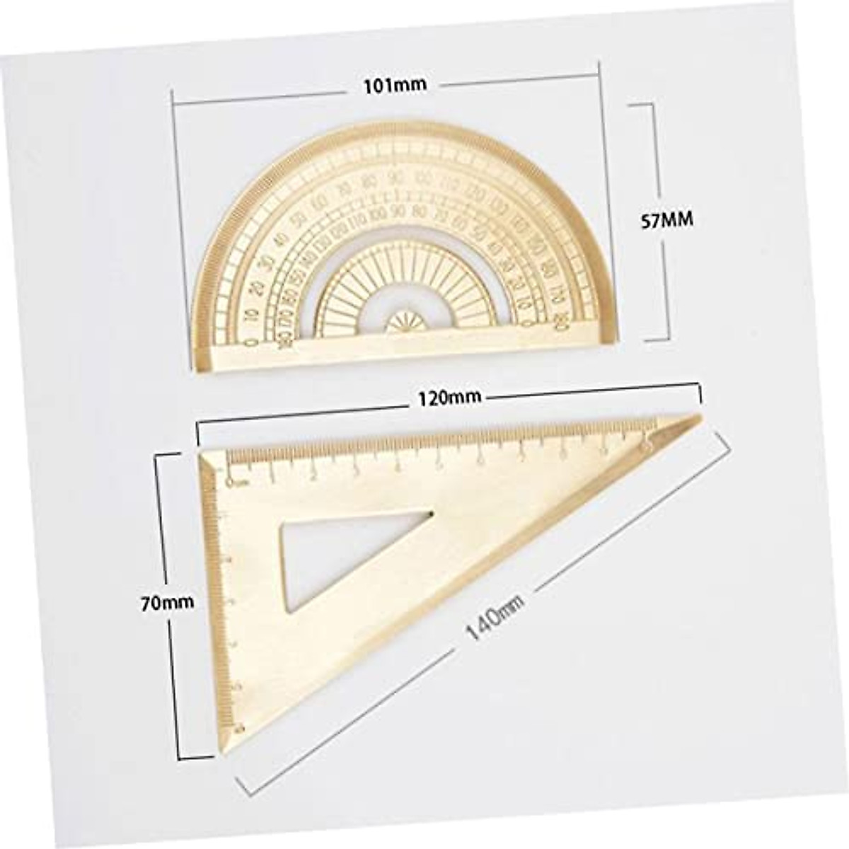 Ciieeo Triangle Ruler Triangular Ruler Stainless Steel Ruler Nordic Style Ruler Metal Protractor Plastic Ruler Clear Math Ruler Triangle Metric Ruler School Supplies with Hole Stationery