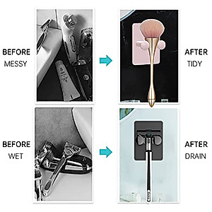 oAutoSjy 2pcs Razor Holder for Shower Waterproof Self Adhesive Shaver Holder Adjustable No Punching Razor Hook Hanger Wall Mount Storage Hook Bathroom Kitchen Organizer for Towel Bathrobe Plug, White