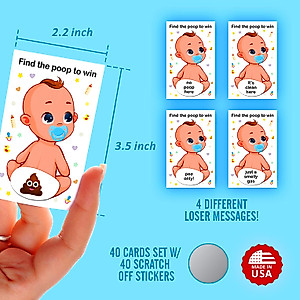 Baby Shower Boy Scratch Off Poop Game, Easy to Play Silly Games, Fun Idea, Ice Breaker Activity. Raffle Cards, Blue Pacifier, Set of 40 Cards Made in USA