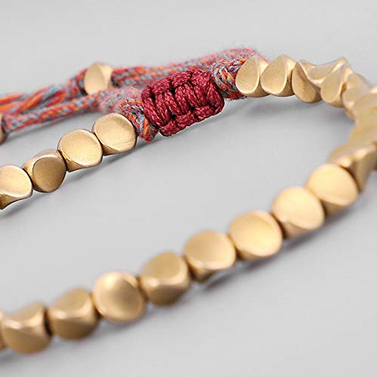 Handmade Tibetan Buddhist Braided Cotton Copper Beads Lucky Rope Bracelet for Women Men Thread Bracelets