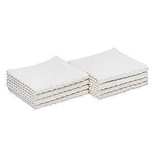 Amazon Basics 100% Cotton Terry Kitchen Dish Cloths, Popcorn Texture, 8 Pack, Cream, 12"L x 12"W
