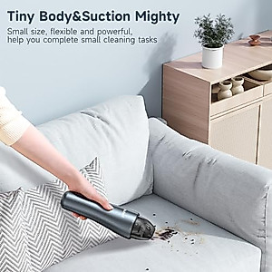 RUBOT Mini Vacuum, Cordless Handheld Vacuum Cleaner,7000Pa Powerful Suction,Portable Car Vacuum Rechargeable for Home/Car/Office-Misty Blue(P02)