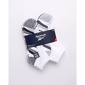 Reebok Men's Quarter Socks - 6 Pack Cushion Quarter Cut Ankle Socks for Men - Breathable Men's Athletic Socks (Size 6-12.5), Size 6-12.5, White
