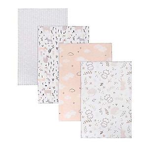 Trend Lab 4 Pack Flannel Receiving Blankets, (103779), Mystical Forest , 30x30 Inch (Pack of 4)