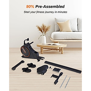 ECHANFIT Magnetic Rowing Machines for Home, LCD Monitor with Backlight and Tablet Holder, 16 Levels Adjustable Resistance, 350 LB Weight Capacity Foldable Rower for Home Gym Cardio Workout