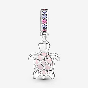 Murano Glass Pink Sea Turtle Dangle Charm 925 Sterling Silver Pendant,Girl Jewelry Beads Gifts for Women Bracelet&Necklace A0043-2