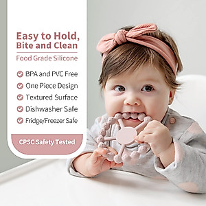 SAMiGO Silicone Teethers for Babies 0-6 6-12 Months Baby Teething Rings Chew Toys for Infant Boys and Girls - 2 Pack