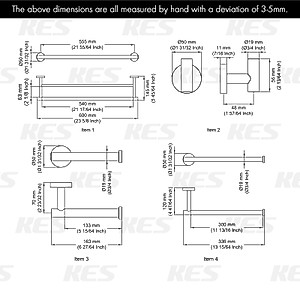 KES Brushed Gold Bathroom Hardware Set 4-Piece 24 Inch Double Towel Bar Toilet Paper Holder Hand Towel Holder Robe Hook Stainless Steel, LA20BZ-43