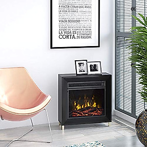 Twin Star Home Wall Mantel Electric Fireplace, Black