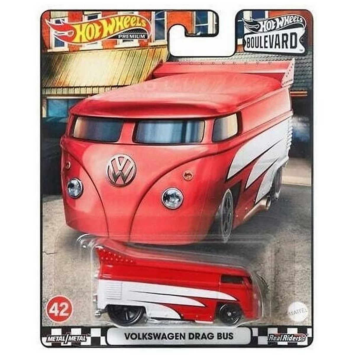 DieCast Hot Wheels Boulevard Volkswagens Drag Bus (Red) #42, Premium 1:64 Scale