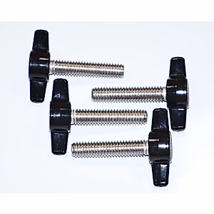 5/16 x 1-1/2" Wing Thumb Screw Thumbscrew Thumb Screws Stainless Steel Standard/Coarse Tee Plastic Knob Thumbscrew Stud 1-1/2" - Built in USA - Pack of (4) (Black)